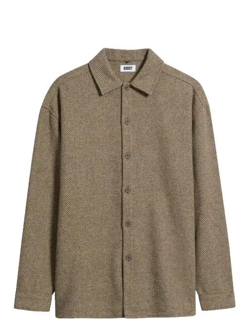 KROST Chevron Print Wool-blend Button-up Shirt - Bronze Brown