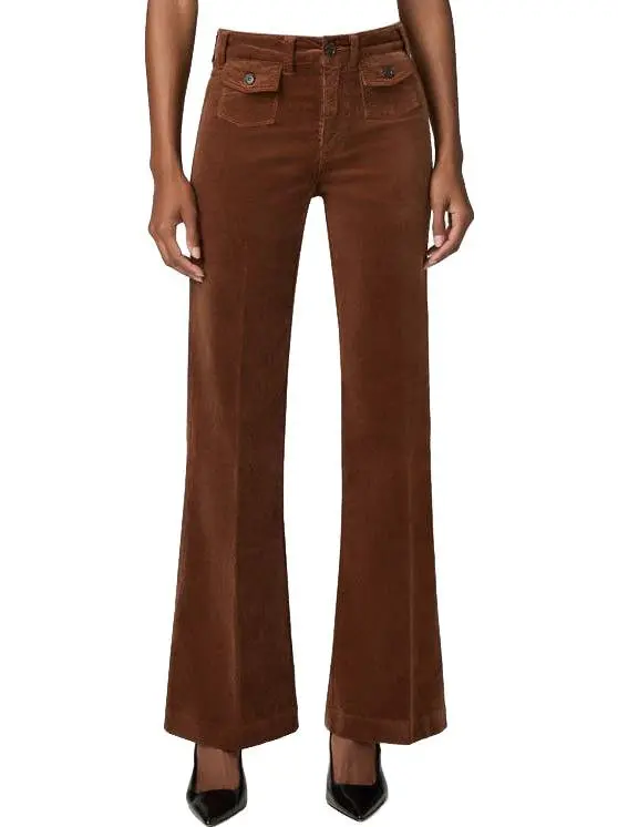 Paige Leenah Corduroy High Waist Wide Leg Jeans - Maple Brown