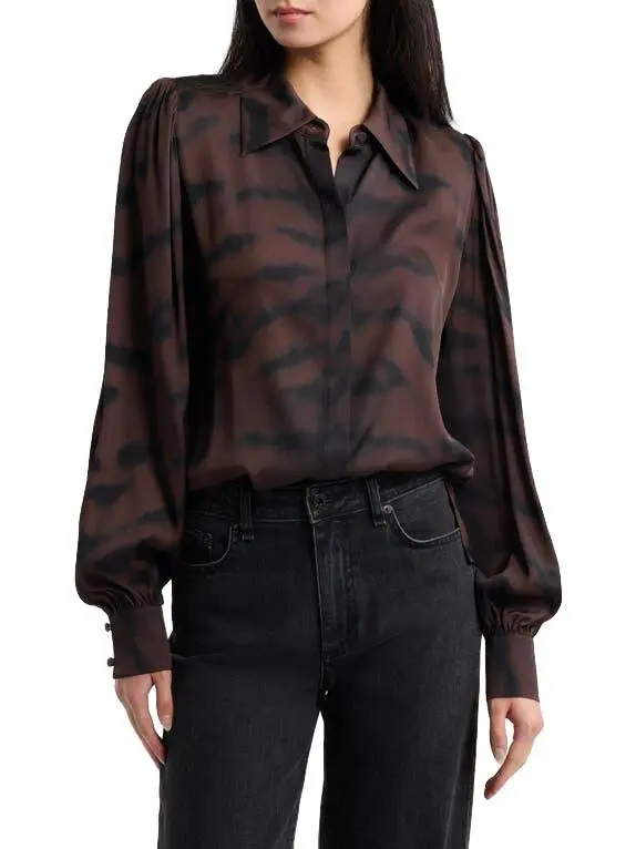 Kobi Halperin Davis Tie Dye Print Stretch Silk Georgette Button-up Shirt - Briar Multi