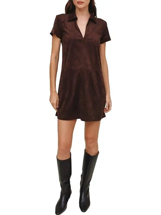 Bella Dahl Faux Suede Short Sleeve Dress - Dark Roast
