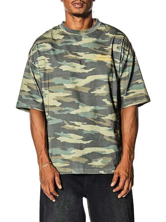 VOUSETI Department Oversize Cotton Graphic T-shirt - Camo