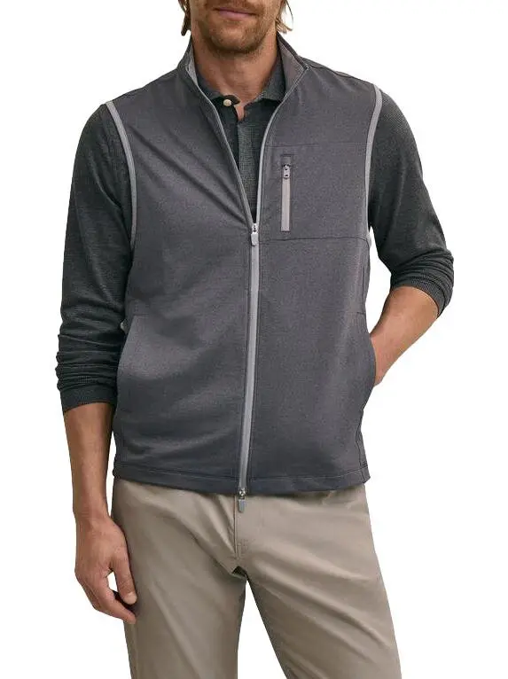 Brooks Brothers Performance Knit Full Zip Vest - Heather Grey