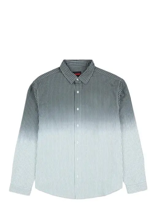 PLEASURES Fade Stripe Button-up Shirt - Green Multi
