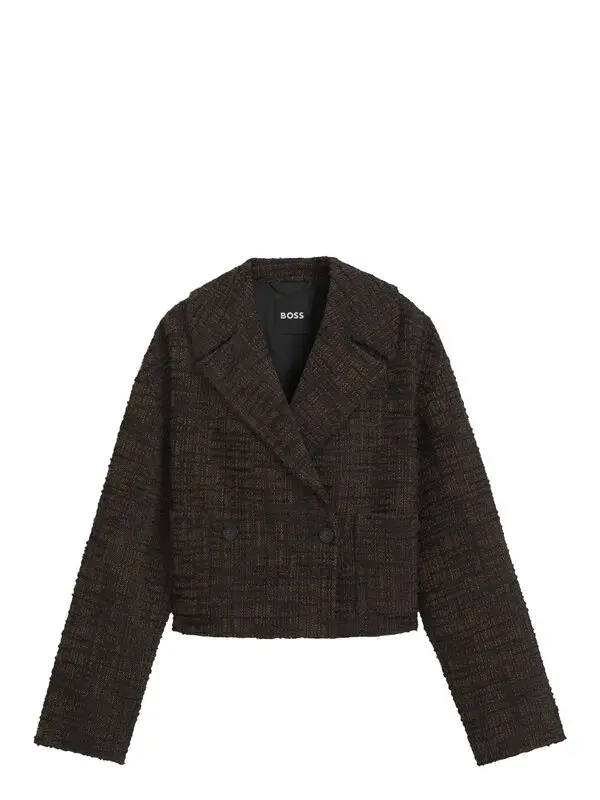 BOSS Textured Tweed Blazer In A Cropped Style - Patterned