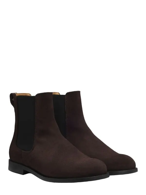 BOSS Suede Chelsea Boots With Double B Hardware - Dark Brown