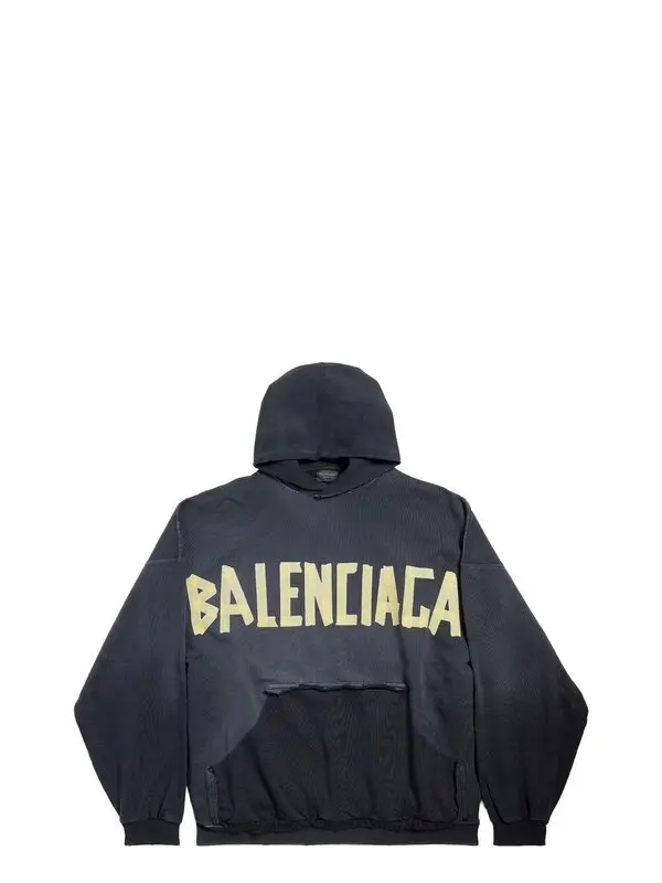 Balenciaga Tape Type Ripped Pocket Hoodie Oversized - Black