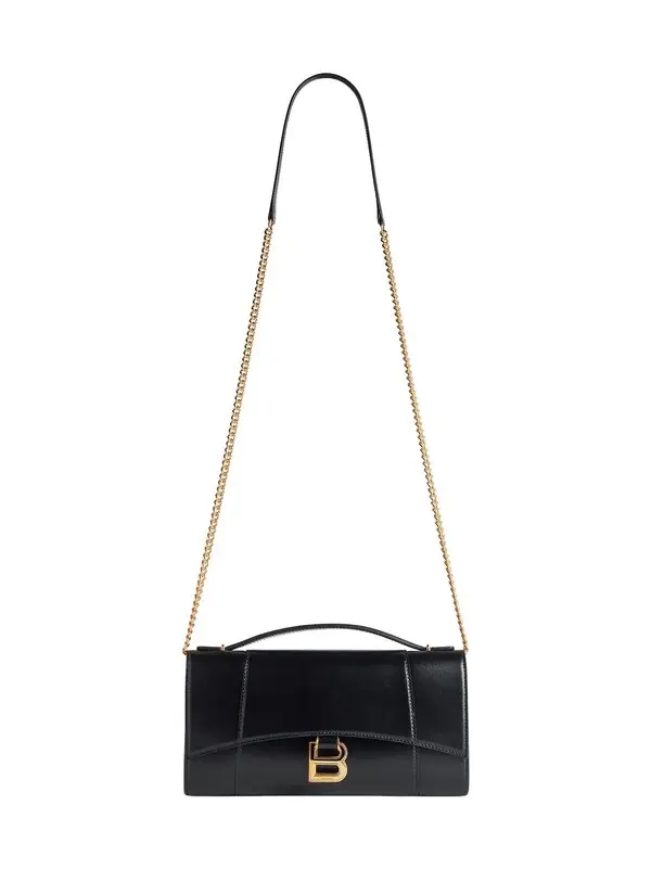 Balenciaga Hourglass Pochette With Chain - Black