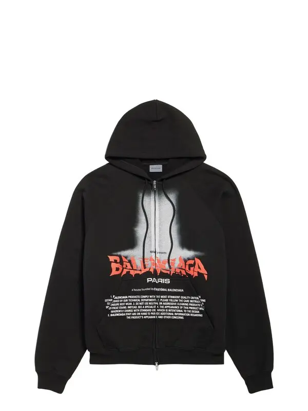 Balenciaga The Door Oversized Zip-up Hoodie - Black