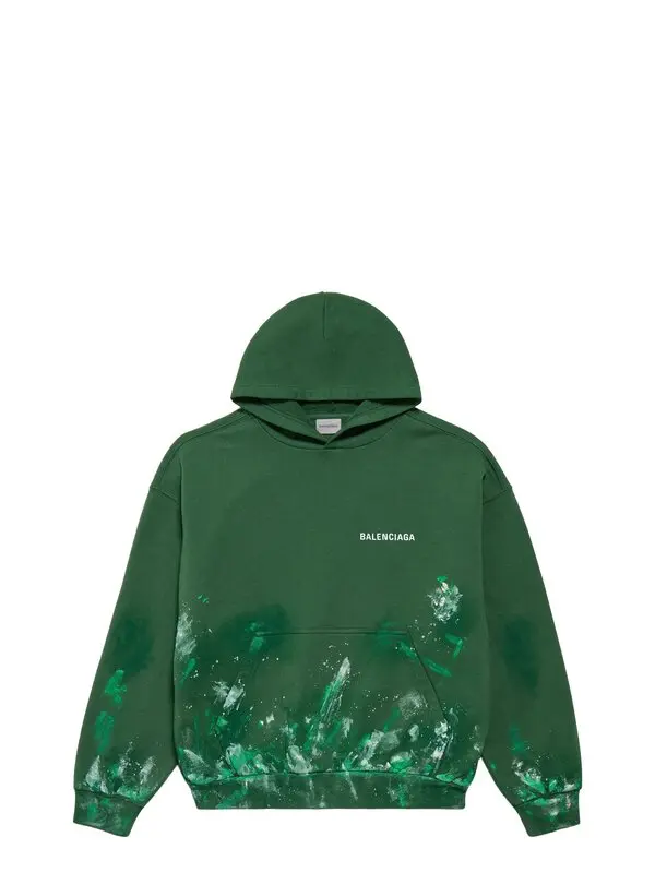 Balenciaga Paint Splatter Medium Fit Hoodie - Green