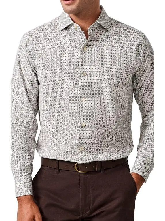David Donahue Geometric Corduroy Sport Shirt - Dune/navy