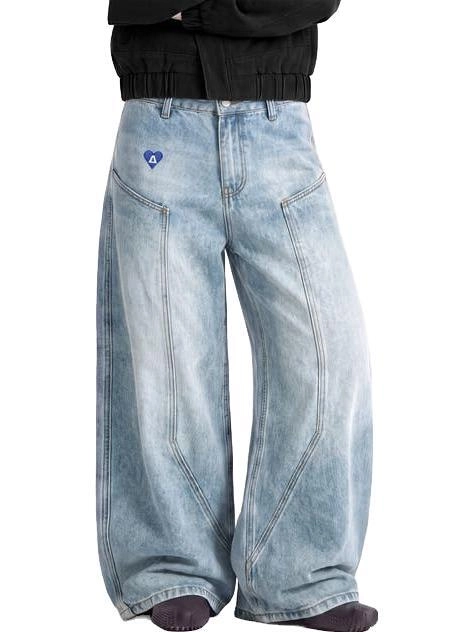 AELFRIC EDEN Seam Panel Baggy Barrel Jeans - Blue