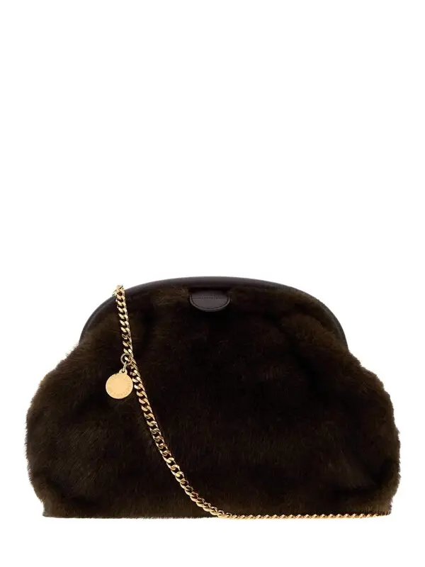 Stella McCartney Falabella Soft Clutch With Chain Mink Plush Fabric - Multicolor