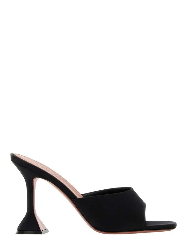 Amina Muaddi Satin Lupina Mules - Black