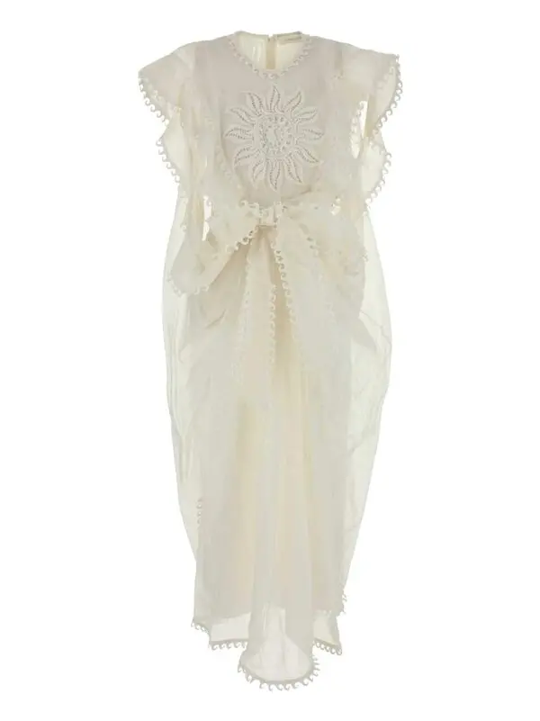 Zimmermann Linen Blend Balance Dress - White