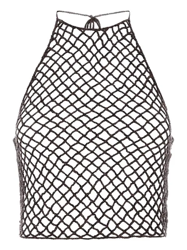 Alaïa Two-tone Crochet Top - Brown
