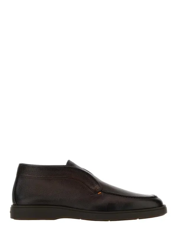 Santoni Dark Leather Digits Loafers - Brown