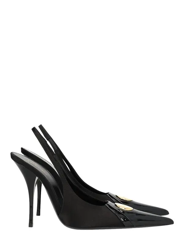 Saint Laurent Louis Décolleté In Patent Leather And Satin - Black