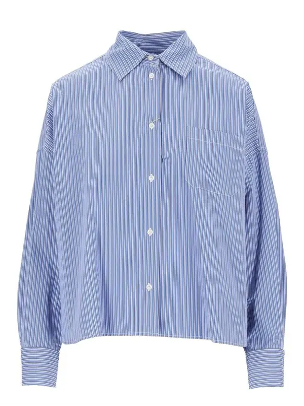 Max Mara Short Striped Cotton Shirt - Blue