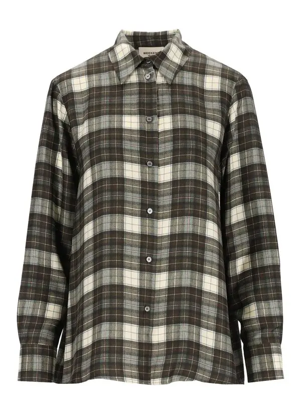 Max Mara Check Silk Twill Shirt - Green