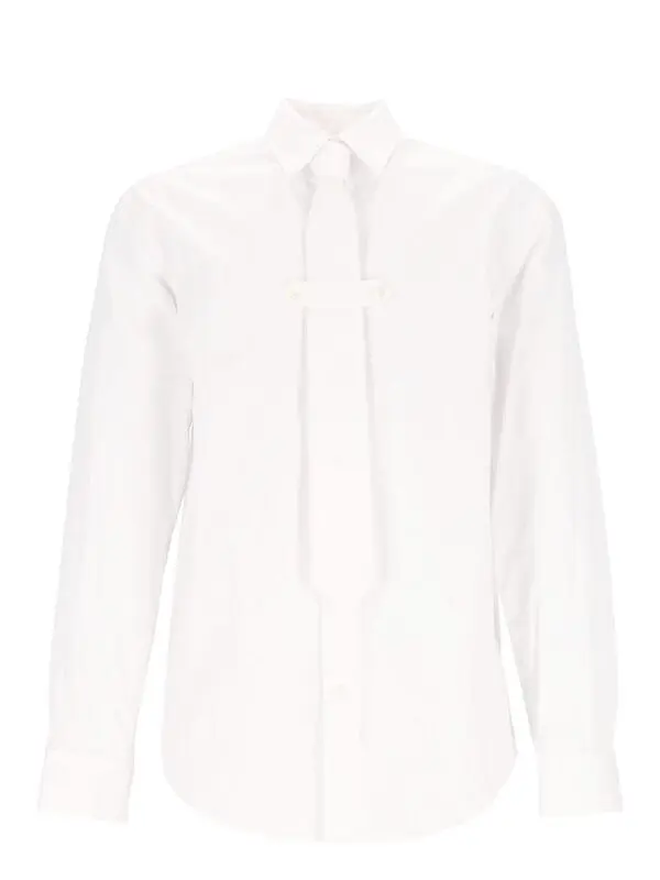 Dries Van Noten Poplin Shirt With Tie - White