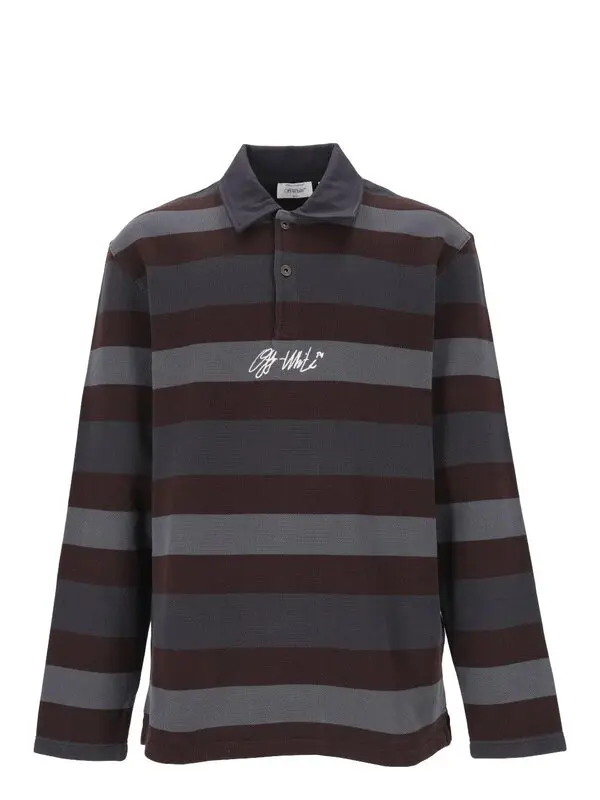 Off-White Long-sleeved Polo Shirt - Multicolor