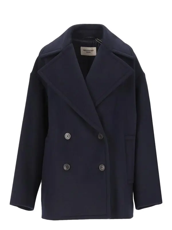 Max Mara Double-breasted Double Wool Pea Coat - Blue