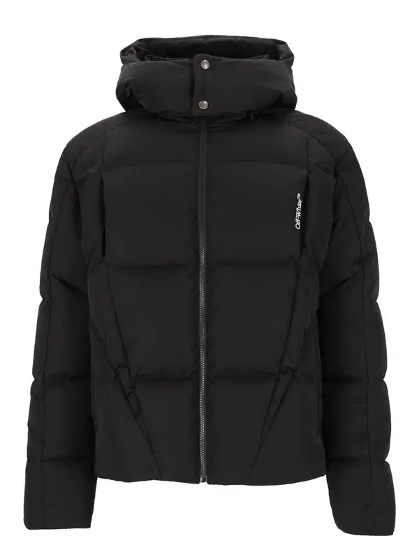 Off-White Down Jacket With Hood - Black