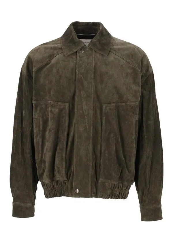 Saint Laurent Vintage Split Leather Bomber Jacket - Green