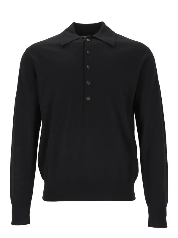 Dries Van Noten Muano Wool Polo Shirt - Black
