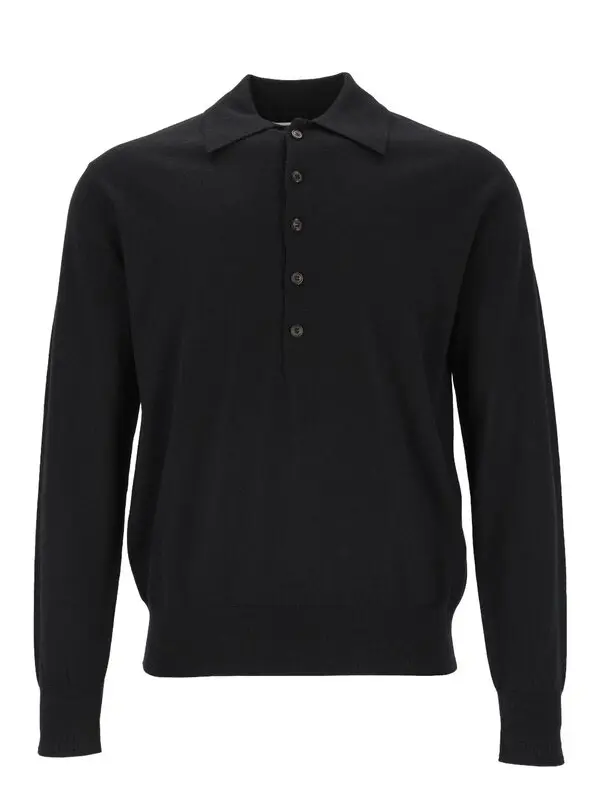 Dries Van Noten Muano Wool Polo Shirt - Black