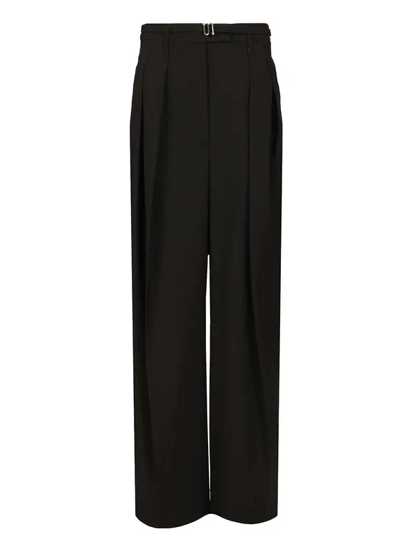 Sportmax Wide-leg Trousers In Stretch Wool - Black
