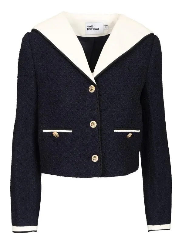 SELF-PORTRAIT Bouclé Jacket - Blue