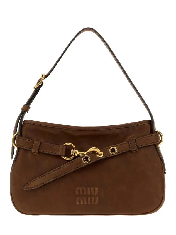 Miu Miu Nappa Leather Aventure Shoulder Bag - Brown