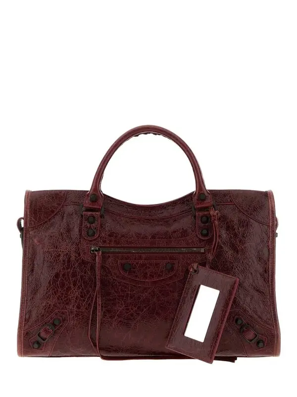 Balenciaga Burgundy Leather Medium Le City Handbag - Red