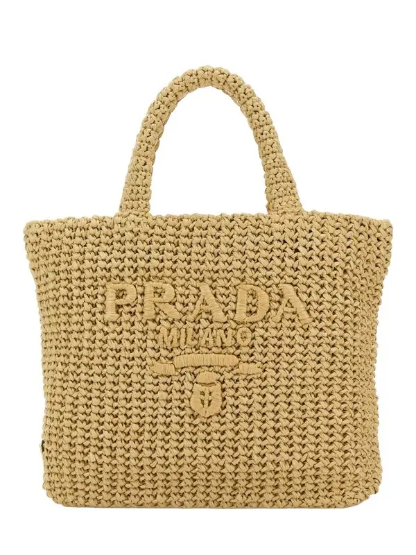 Prada Raffia Shopping Bag - Brown