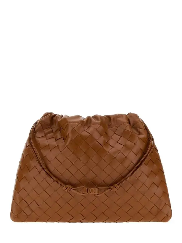 Bottega Veneta Camel Leather Medium Clutch - Brown