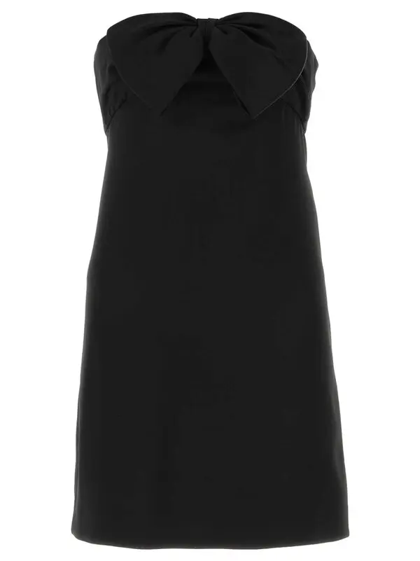 Saint Laurent Satin Mini Dress - Black