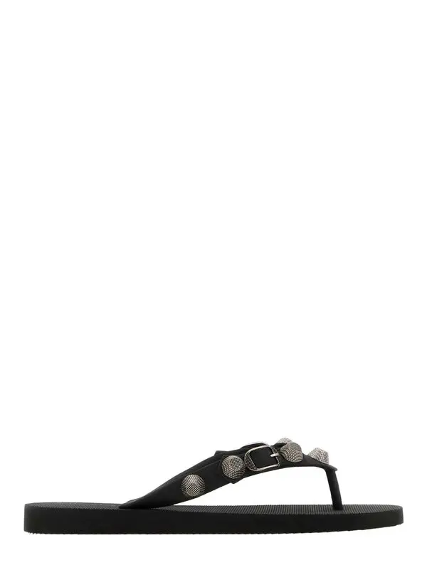 Balenciaga Rubber Cagole Thong Slippers - Black