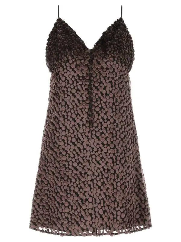 Saint Laurent Two-tone Velvet Mini Dress - Multicolor