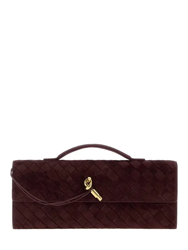 Bottega Veneta Burgundy Suede Andiamo Handbag - Red