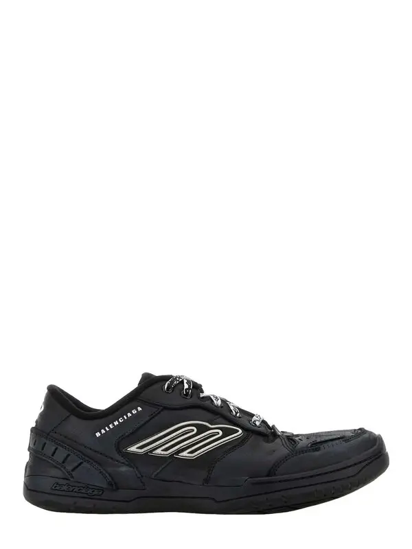 Balenciaga Slate Leather Hamptons Sneakers - Black