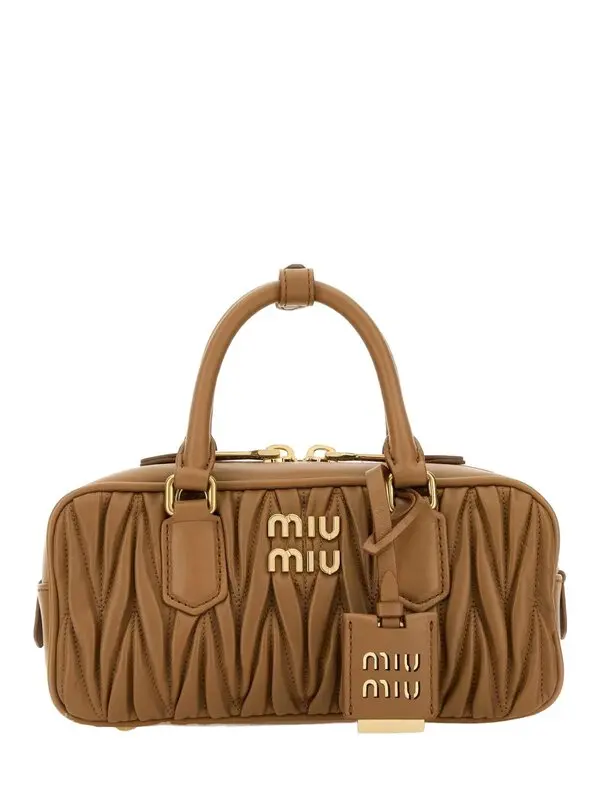 Miu Miu Caramel Leather Arcadie Handbag - Brown