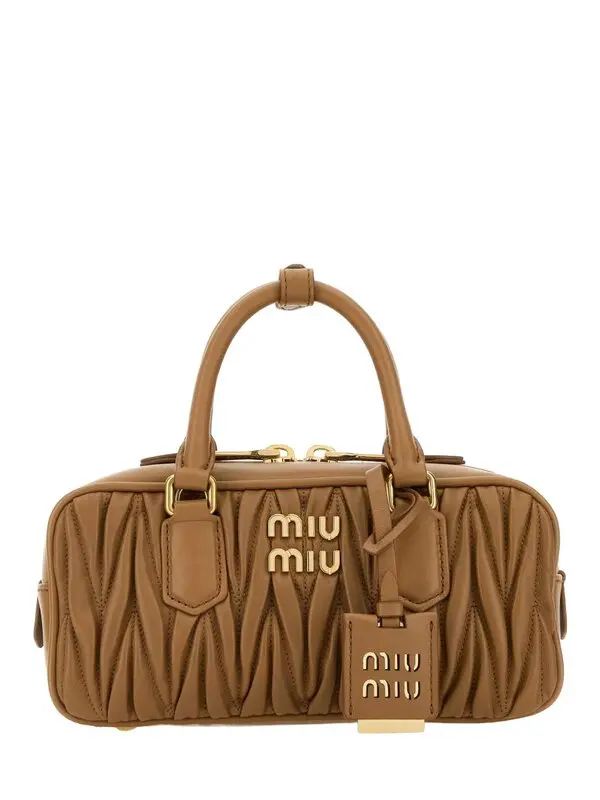 Miu Miu Caramel Leather Arcadie Handbag - Brown