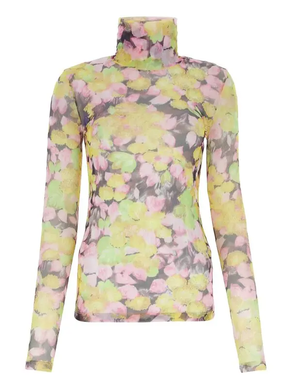 Dries Van Noten Printed Mesh Top - Multicolor