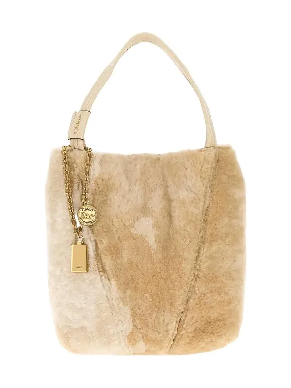 Chloé Ivory Shearling Ã¨ Spin Handbag - Brown