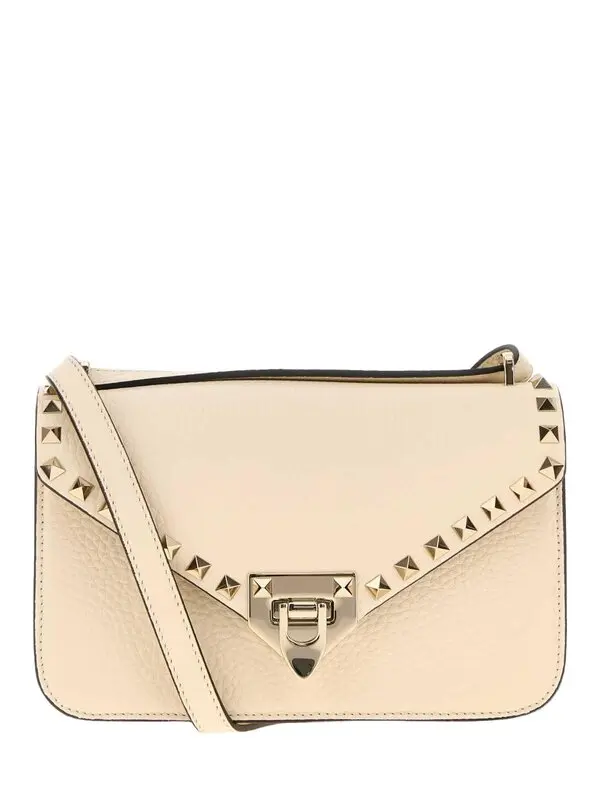 Valentino Garavani Ivory Leather Rockstud Crossbody Bag - White