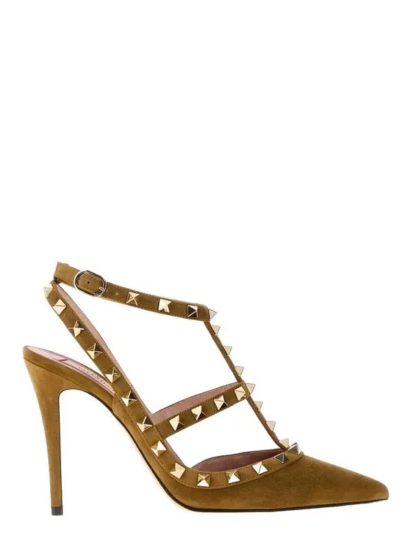Valentino Garavani Beige Suede Rockstud Pumps - Brown