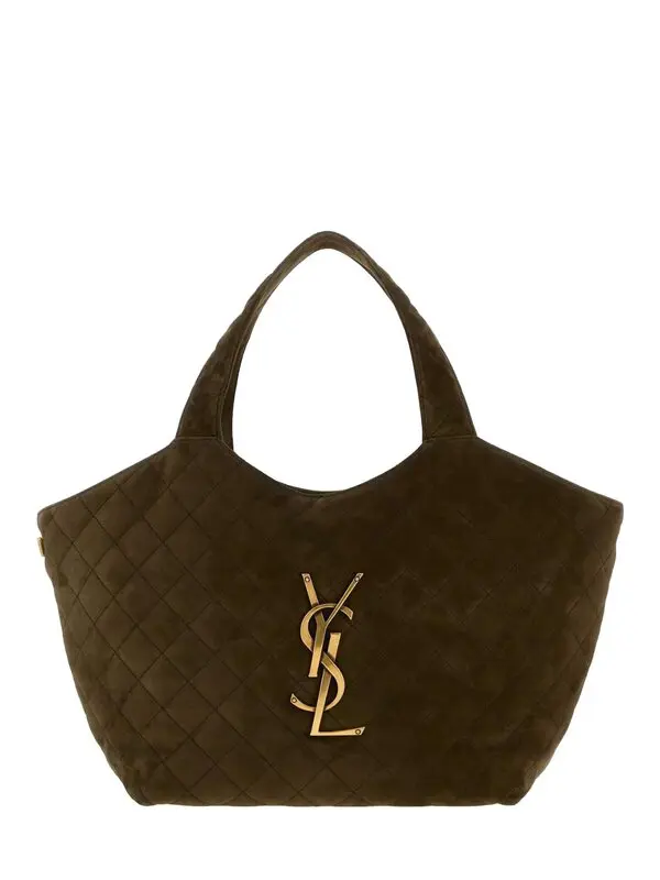 Saint Laurent Mud Suede Medium Icare Shopping Bag - Brown