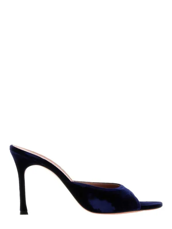Amina Muaddi Dark Velvet Alexa Mules - Blue