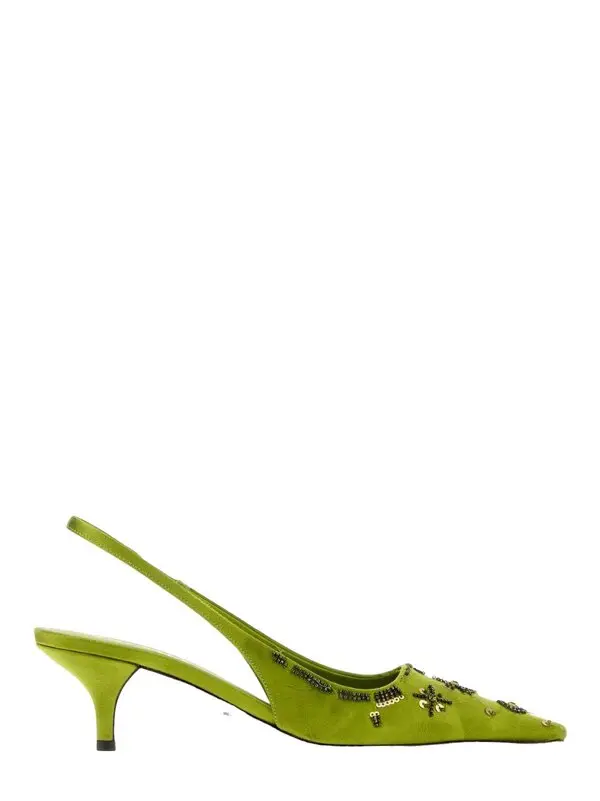 Prada Satin Pumps - Green